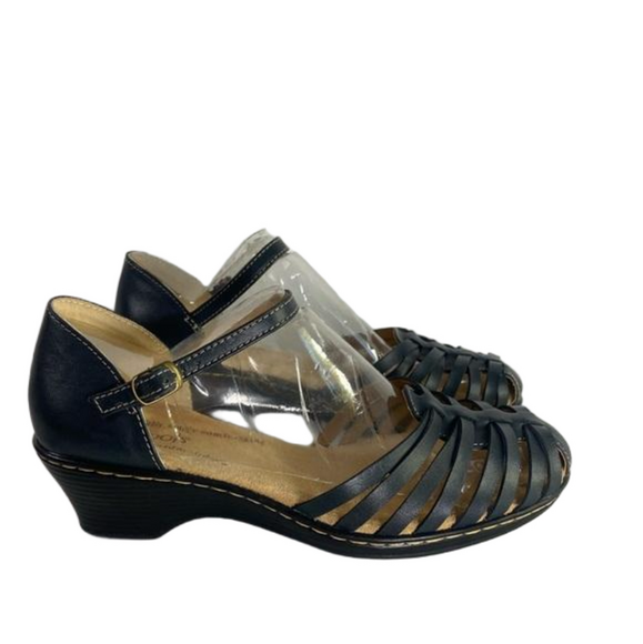 Softspots | Shoes | Softspots Tatianna Black Leather Ankle Strap Heel ...